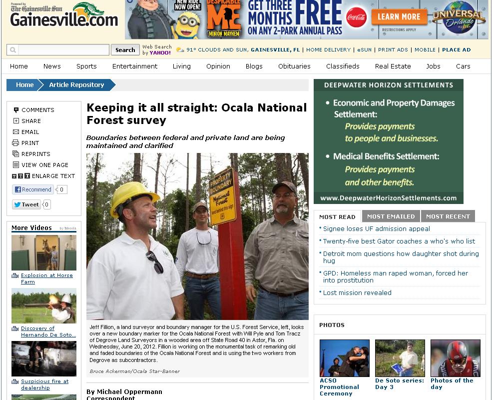 Degrove’s Support for U.S. Forest Service Recognized in Gainesville Sun ...